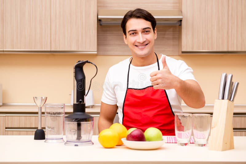 The Handsome Man Working at the Kitchen Stock Photo - Image of drink ...