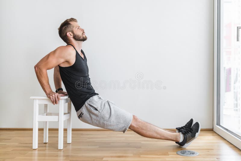 Handsome Man Working Out at Home Stock Image - Image of loss, muscles ...