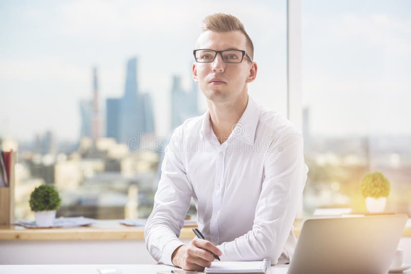 Handsome Man Working on Project Stock Image - Image of contemporary ...