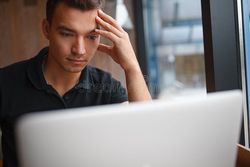 Handsome Man Working in Restaurant or Cafe. Stock Photo - Image of ...