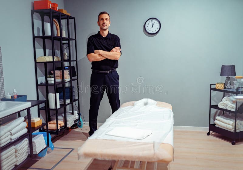 Handsome Man Working at Spa Salon, Beauty Concept. Stock Photo - Image ...