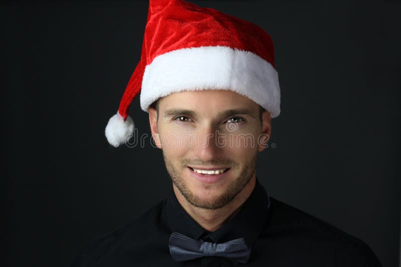 Handsome Man Wtih a Christmas Hat Stock Photo - Image of santa ...