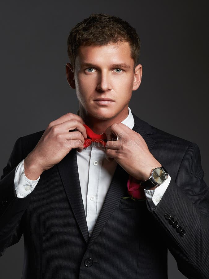 Handsome Man.young Groom Man in Suit Stock Photo - Image of brutal ...