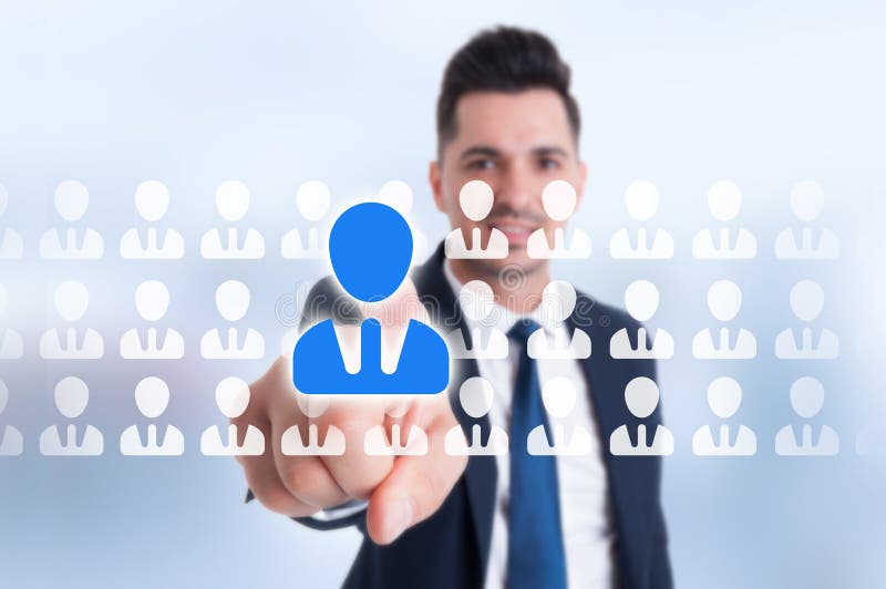 Handsome Manager Pointing on Transparent Icon Stock Image - Image of ...