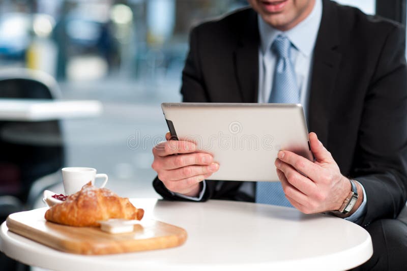 Handsome Manager Using His Tablet Device Stock Image - Image of ...