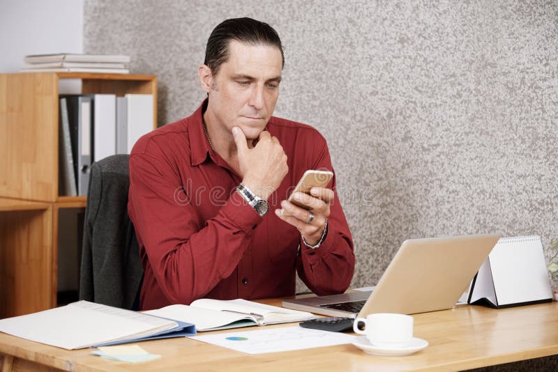 Texting business executive stock photo. Image of connection - 131647292