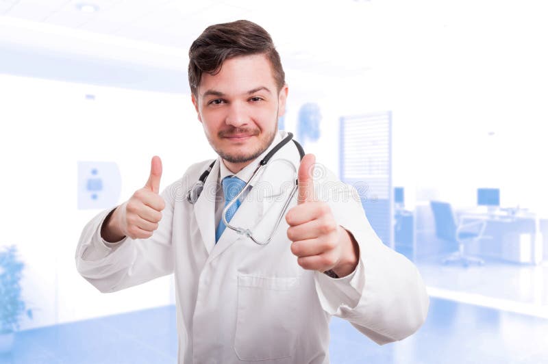 Handsome Medic Doing Like Sign with Both Hands Stock Photo - Image of ...