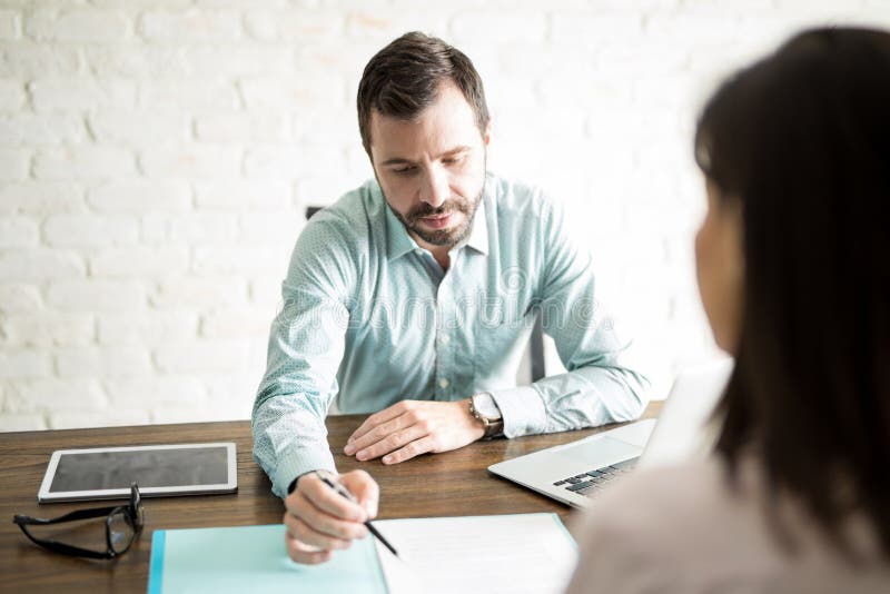 Explaining Contract To a Client Stock Photo - Image of firm, client ...