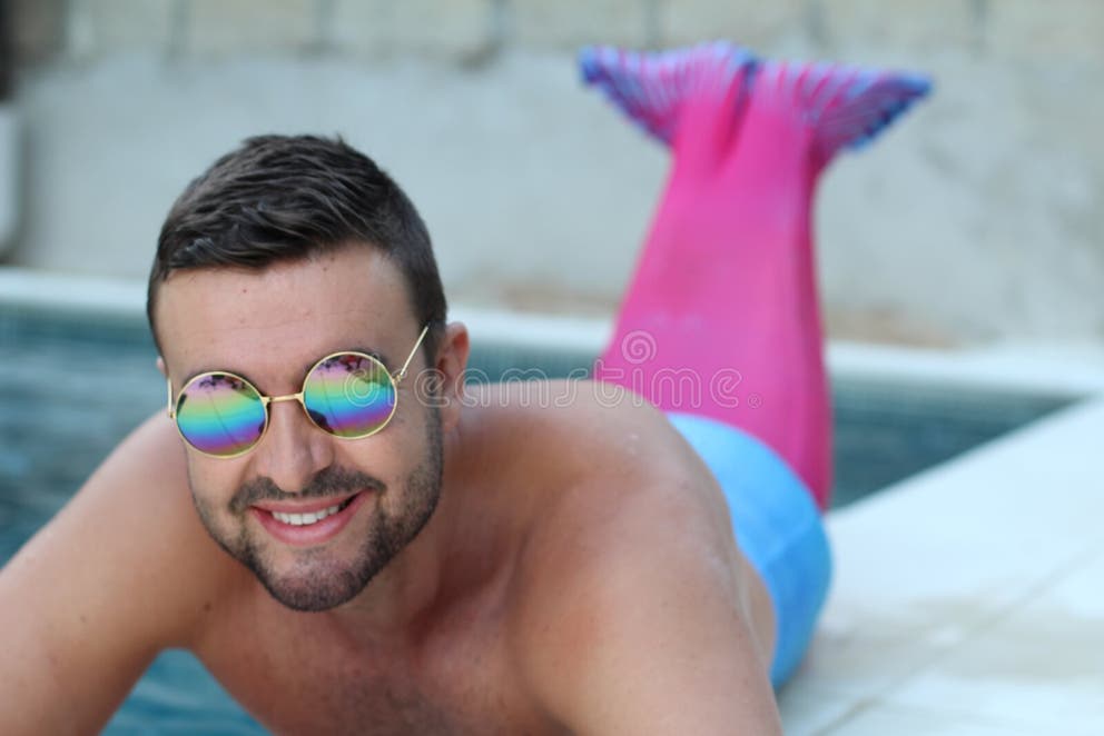 Handsome Merman in Swimming Pool Stock Image - Image of attractive ...