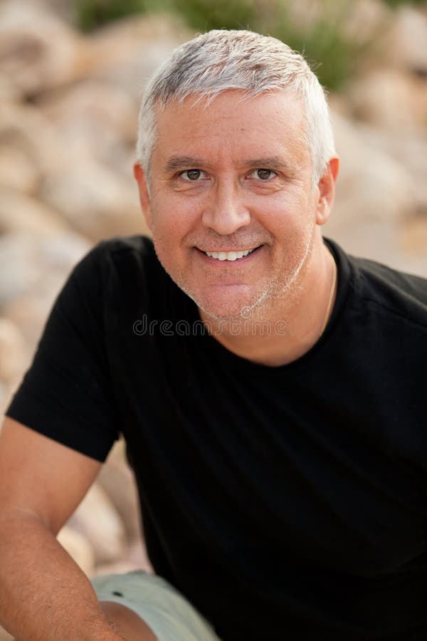 Handsome Middle Age Man at the Beach Stock Photo - Image of model, hair ...