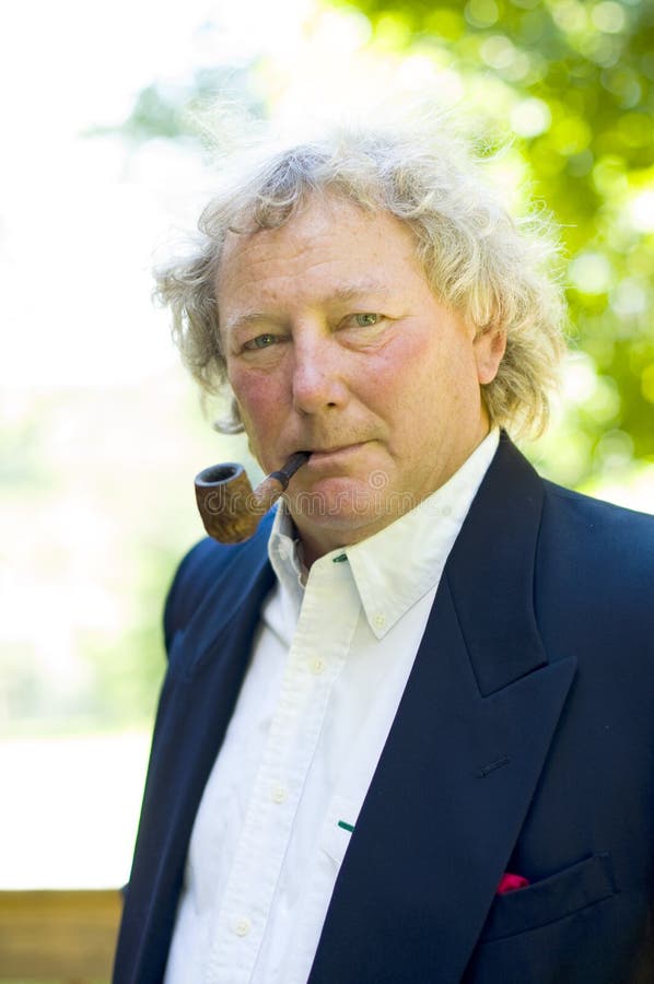 Handsome Middle Age Man Pipe Smoker Portrait Stock Photo - Image of ...