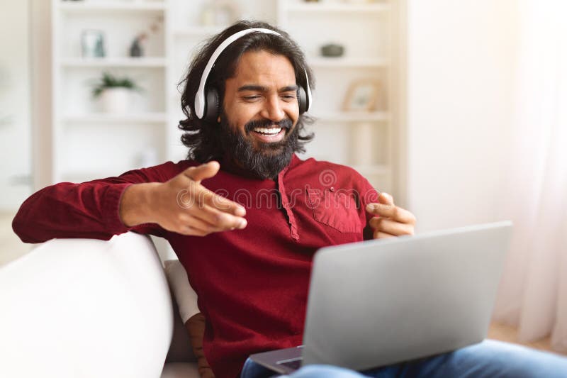 Handsome Millennial Indian Man Project Manager Working from Home Stock ...