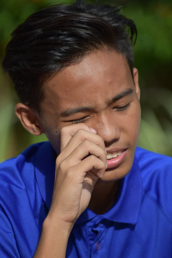 A Handsome Minority Boy Crying Stock Photo - Image of young, emotional ...