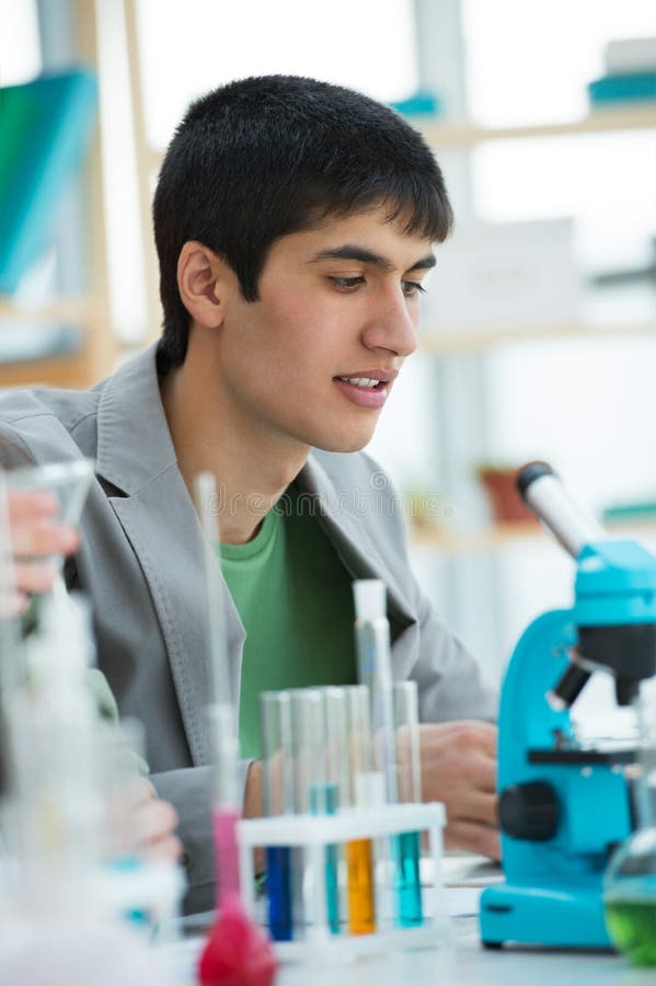 Handsome Mixed Race Guy Working at Laboratory Stock Image - Image of ...