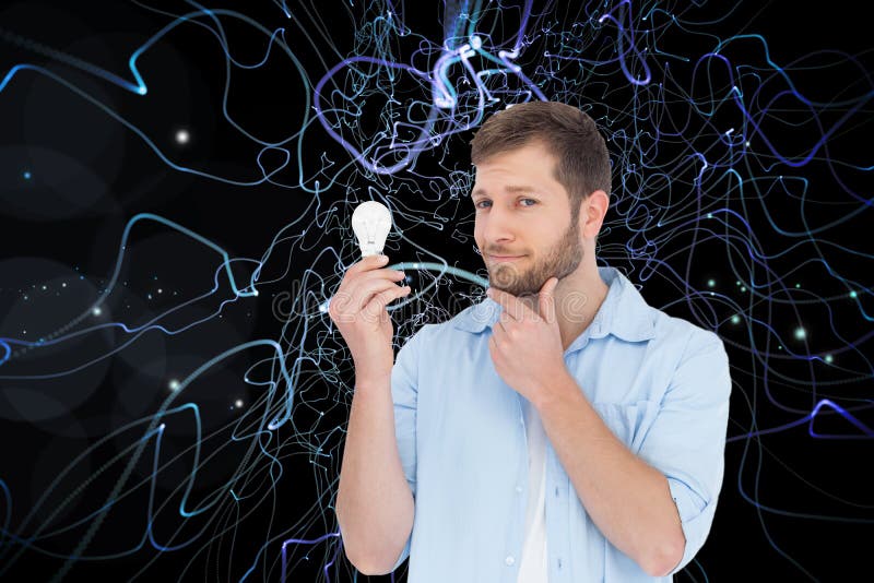 Handsome Model Holding a Bulb Stock Image - Image of smoke, generated ...