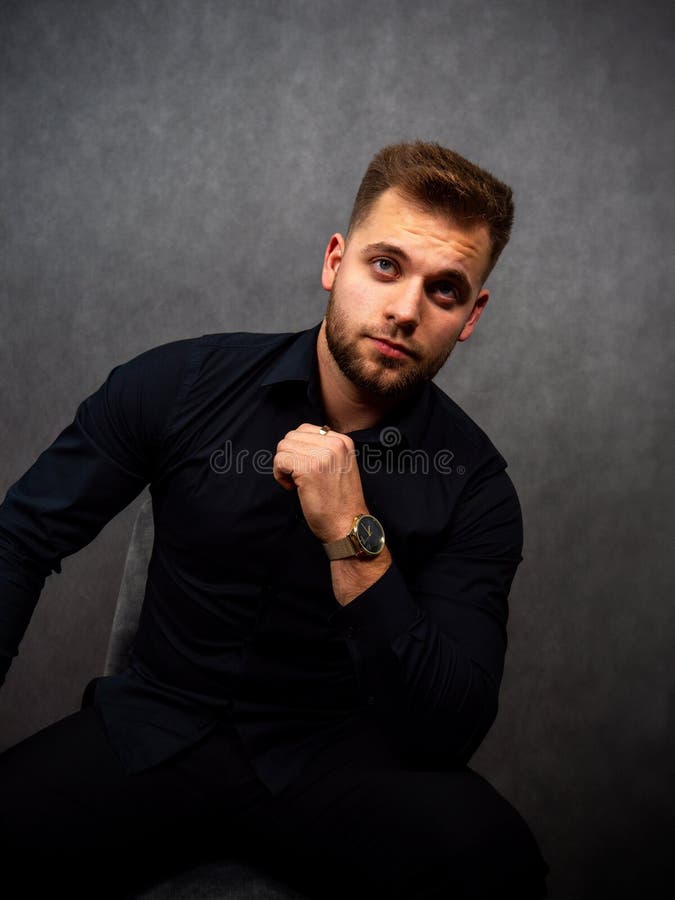 Handsome Model on Photoshoot in Forest and Studio Stock Photo - Image ...