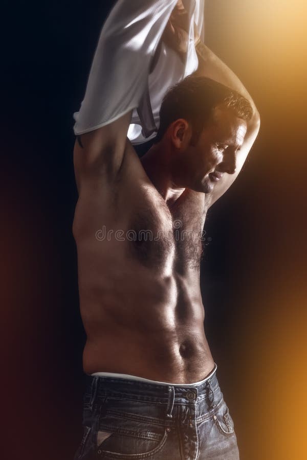 Handsome Muscle Man Side View Stock Image - Image of diet, fitness ...