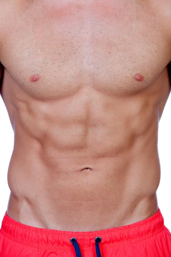Man Showing His Six-Packs Isolated on White Stock Image - Image of ...