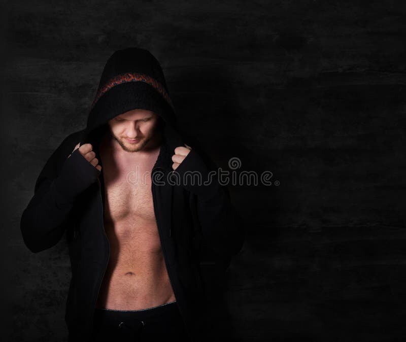 Handsome Muscular Male Model Near the Wall Stock Image - Image of ...