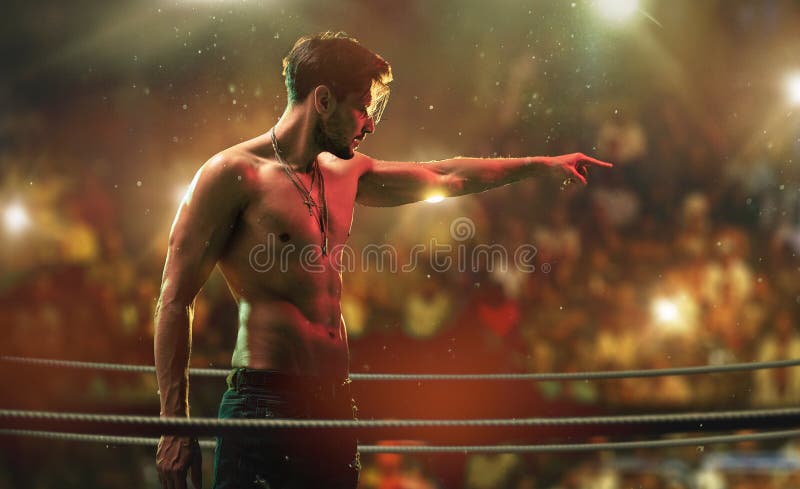 Handsome, Muscular Man on the Fight Club Ring Stock Image - Image of ...