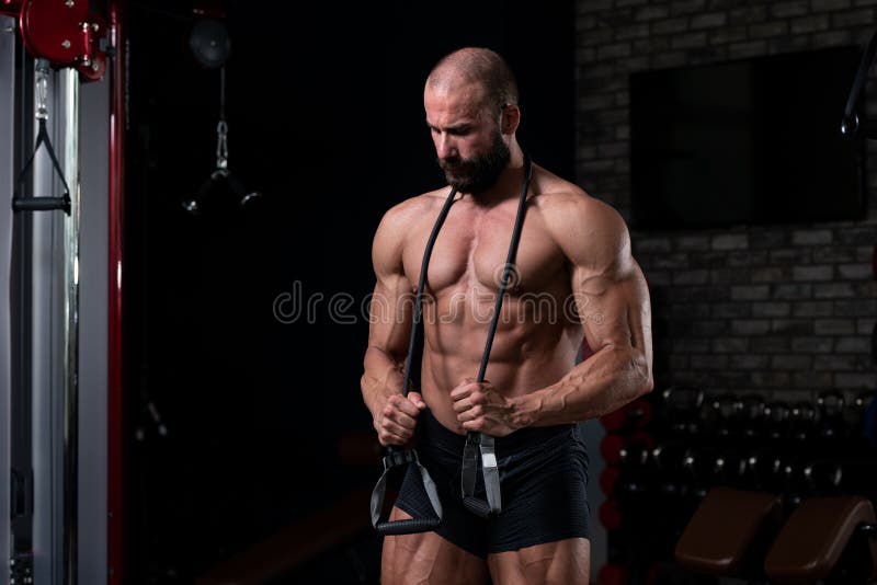 Handsome Muscular Man with Jumping Rope Stock Image - Image of ...