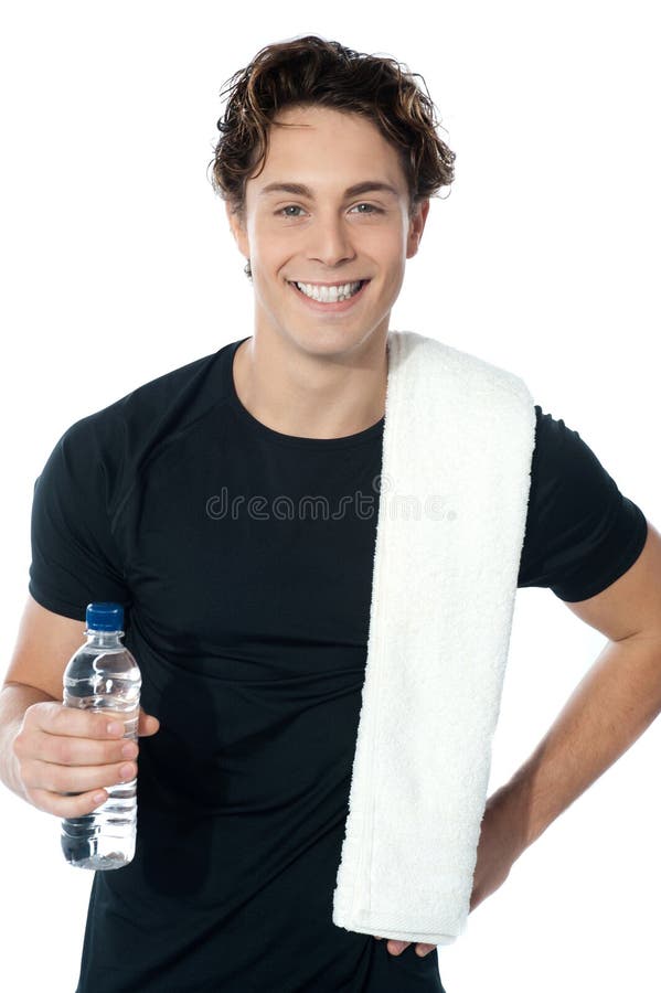 Handsome Muscular Man with Towel Stock Image - Image of confident, body ...