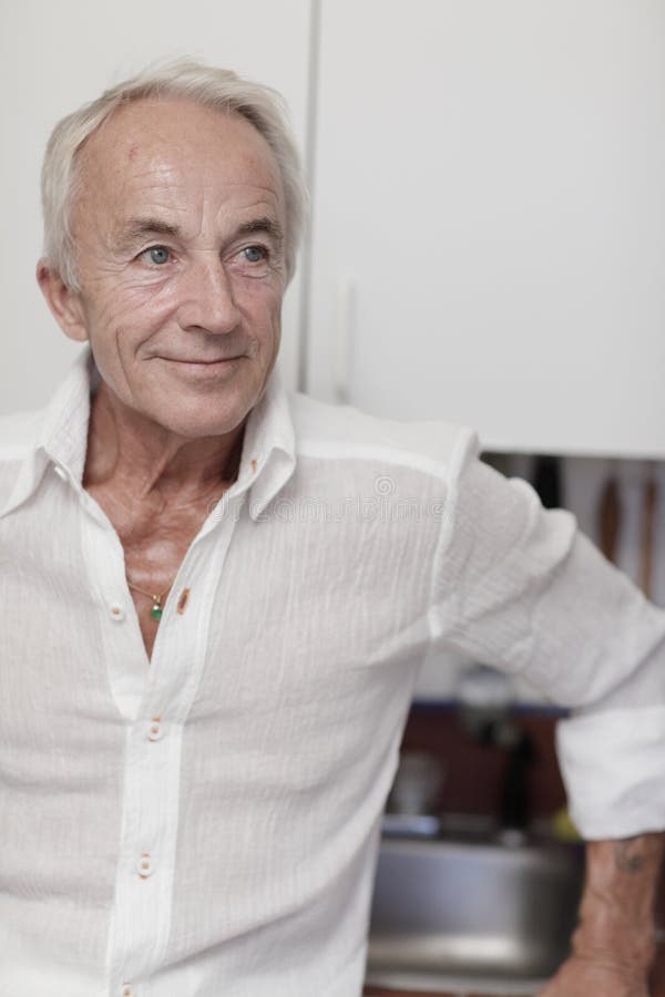 Handsome Old Man in the Kitchen Stock Photo - Image of pleased, away ... Handsome Old Man in the Kitchen Stock Photo - Image of pleased, away ...