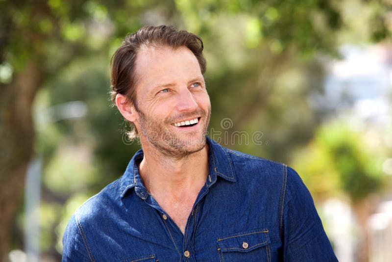 Handsome Older Guy Smiling Outside Stock Image - Image of cheerful ...