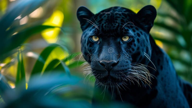 A Handsome Panther Looks into the Camera Stock Image - Image of black ...
