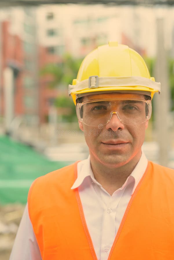Handsome Persian Man Construction Worker at the Construction Site Stock ...