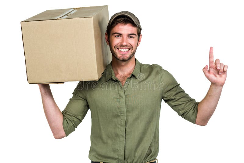 Handsome Postman Holding Pack Stock Image - Image of parcel, classy ...