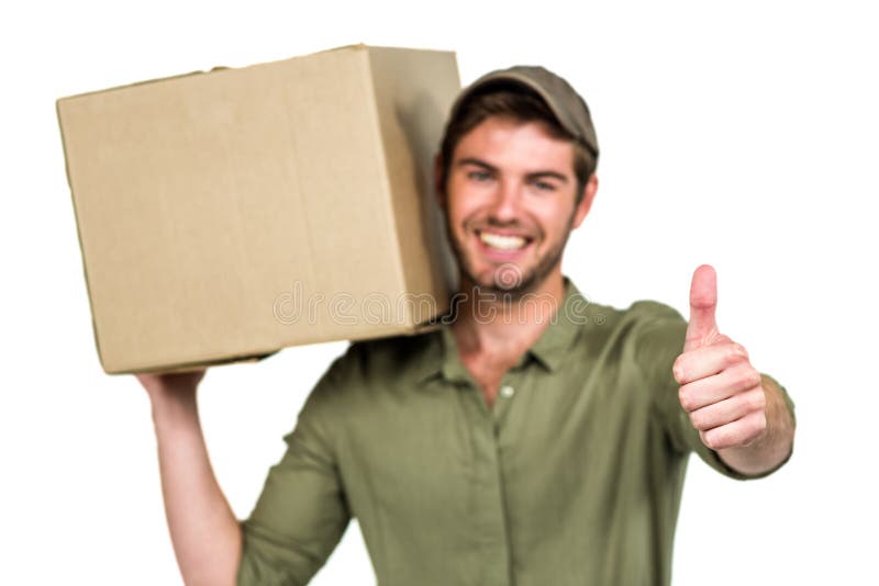 Handsome Postman Holding Clipboard Stock Photo - Image of holding ...