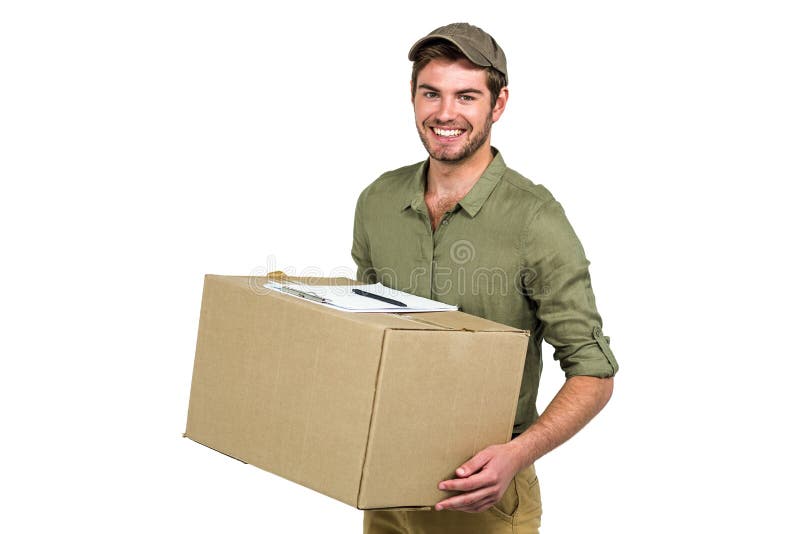 Handsome Postman Holding Pack Stock Image - Image of parcel, classy ...