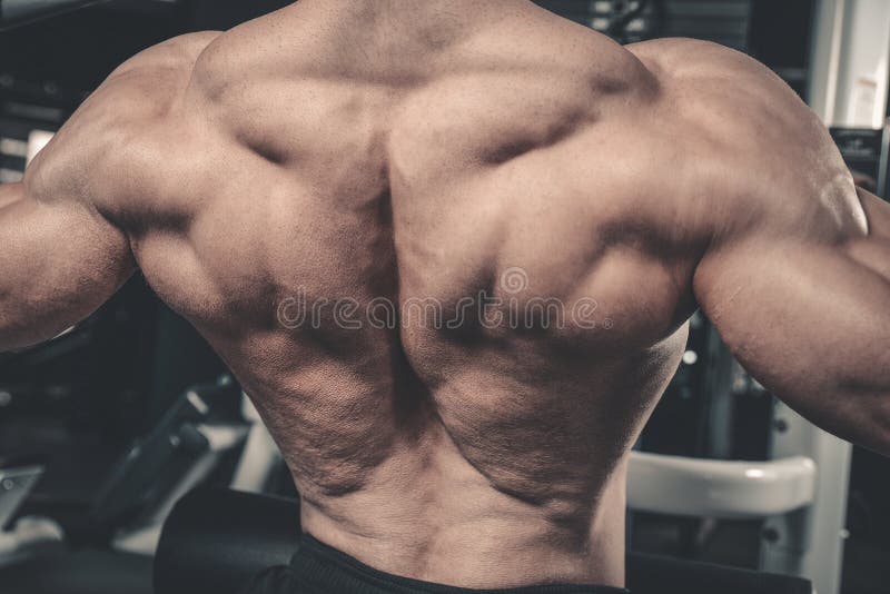 Handsome Power Athletic Man Diet Training Pumping Up Back Muscle Stock ...