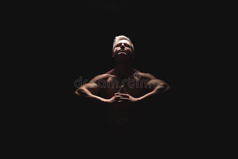 Handsome Power Athletic Man in Dramatic Light. Strong Bodybuilder with ...