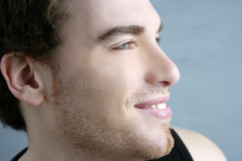 Handsome Profile Portrait Young Man Face Stock Photo - Image of face ...