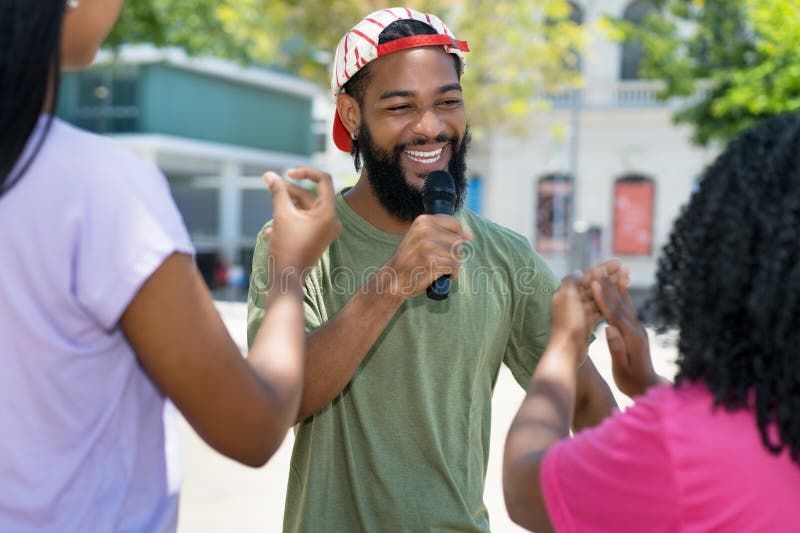 Handsome Rapper Singing Outdoor in the City Stock Photo - Image of ...
