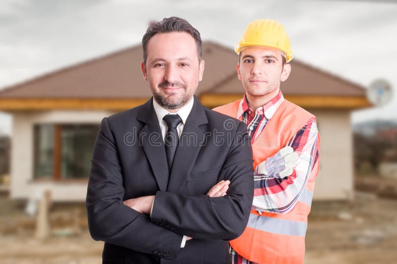 Handsome Realtor and Builder Behind Him Stock Image - Image of business ...