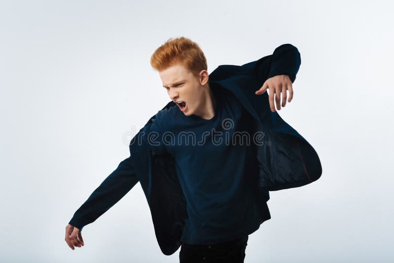 Handsome Red-headed Young Man Shouting Stock Image - Image of adult ...