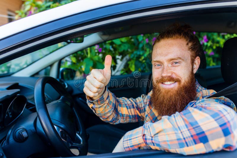 Handsome Redhaired Ginger Man with Long Beard Going on Trip during ...