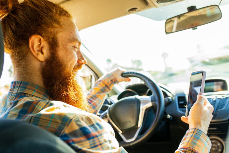 Handsome Redhaired Ginger Man with Long Beard Going on Trip during ...