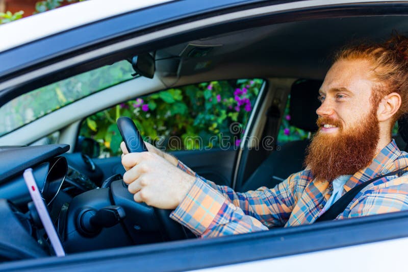 Handsome Redhaired Ginger Man with Long Beard Going on Trip during ...