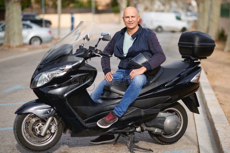 Handsome Rider Guy Racer Scooter Stock Photo - Image of rider, hooligan ...