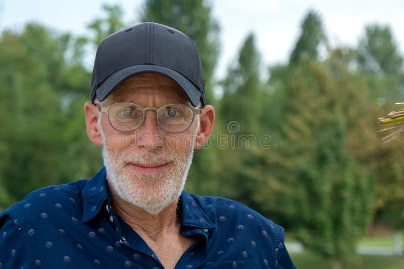Senior Man in a Baseball Cap Portrait Stock Photo - Image of person ...