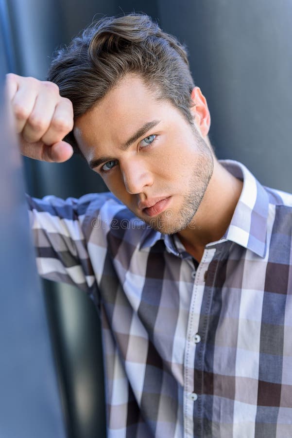 Handsome Serious Guy Relaxing Outdoors Stock Image - Image of fresh ...