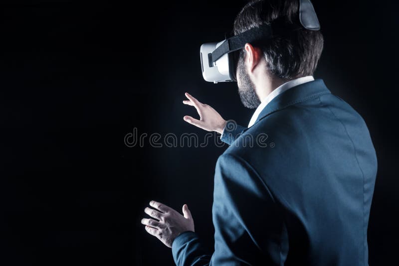 Handsome Serious Man Testing 3d Technology Stock Photo - Image of ...