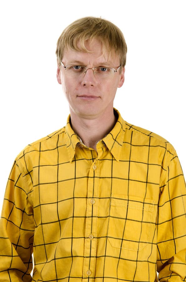 Handsome Serious Young Man in Yellow Stock Image - Image of shirt ...