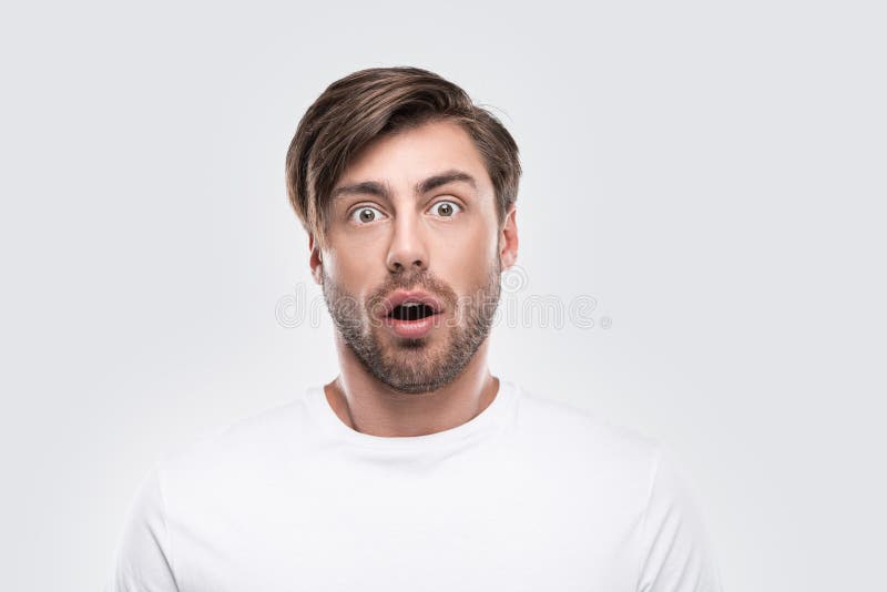 Handsome Shocked Man Looking at Camera Stock Image - Image of adult ...