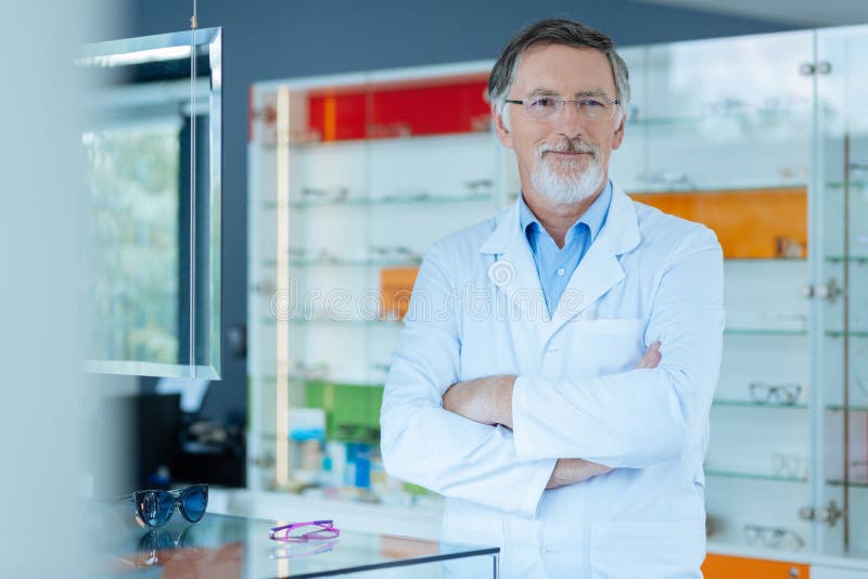 Handsome Smart Man Standing in the Optical Store Stock Image - Image of ...