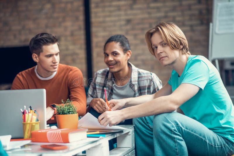 Smart Students Feeling Involved into Preparation for Exam Stock Photo ...